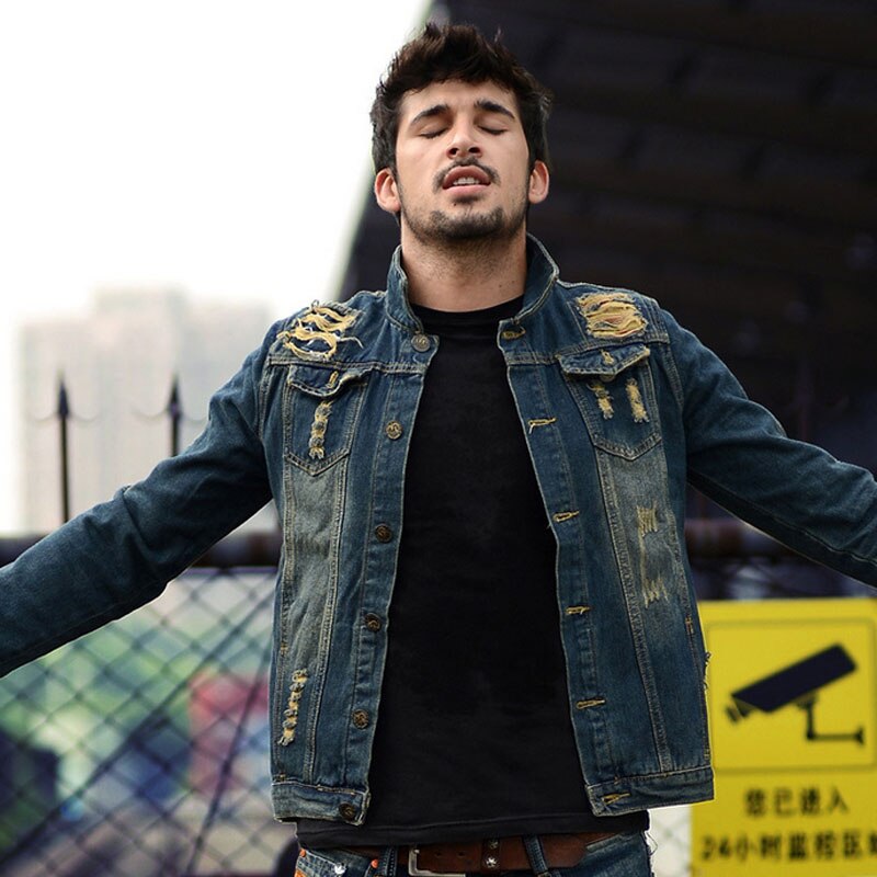 Men Denim Slim Fit Cowboy Jacket Vintage Hip Hop S... – Grandado