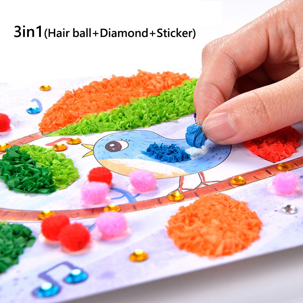 1Set DIY Paper Painting Sticky kit Kindergarten To... – Grandado