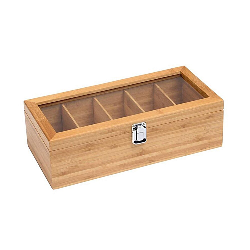 Bamboo Tea Box 5 Compartment Bamboo Tea Bags Coffe... – Vicedeal
