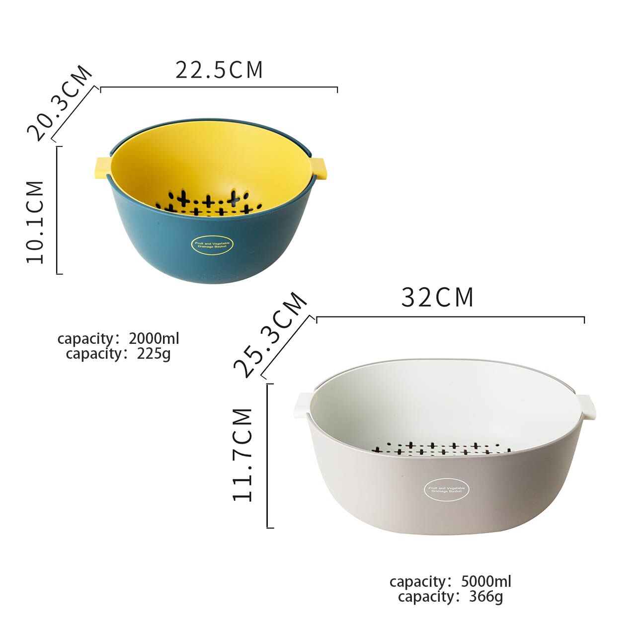 PP Double Kitchen Drain Basket Bowl Rice Washing C... – Vicedeal