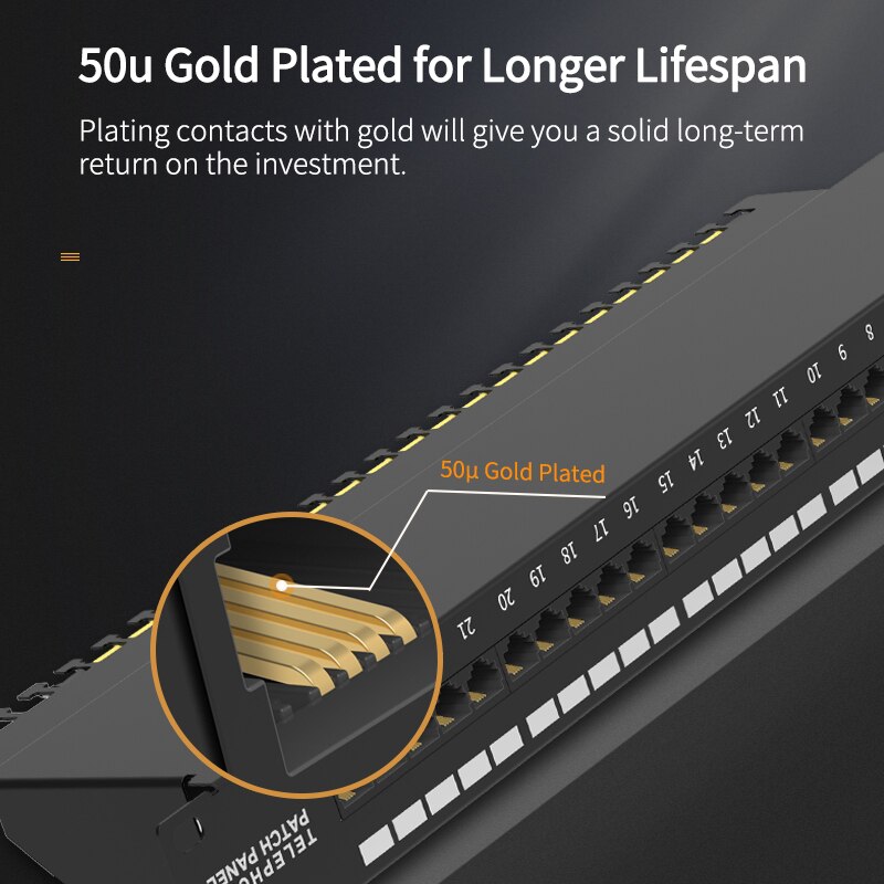 AMPCOM RJ11 1U Cat3 25/50 ports Telephone Patch Pa... – Grandado