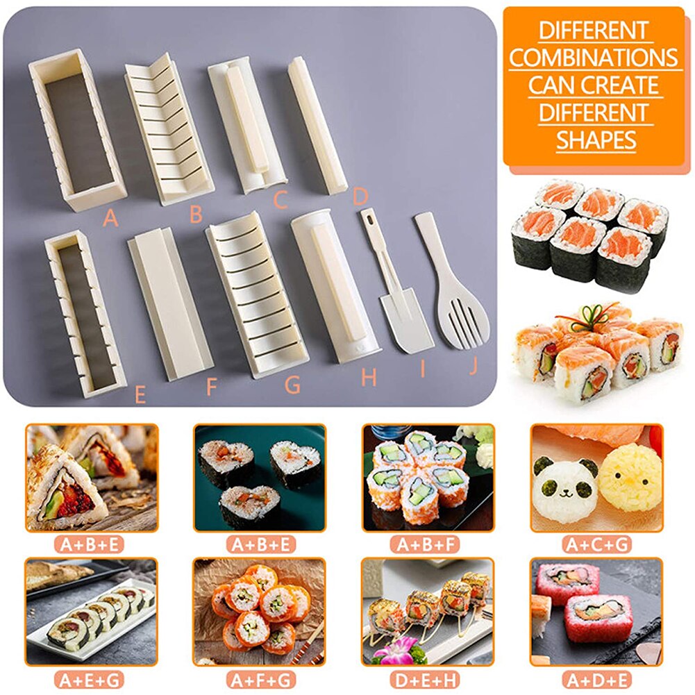 Sushi Making Kit 10 Pieces DIY Sushi Set Plastic S... – Grandado