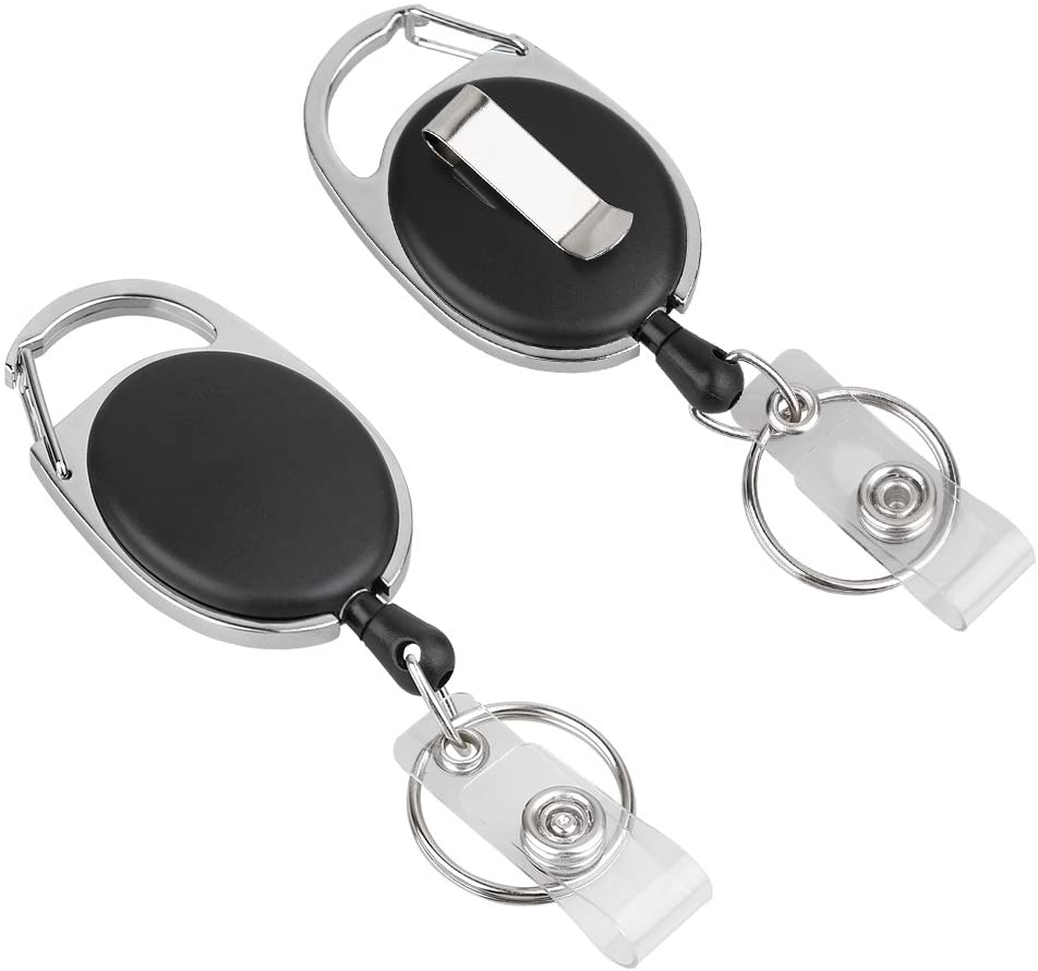 2pcs Retractable Badge Holder with Carabiner Reel ... – Grandado