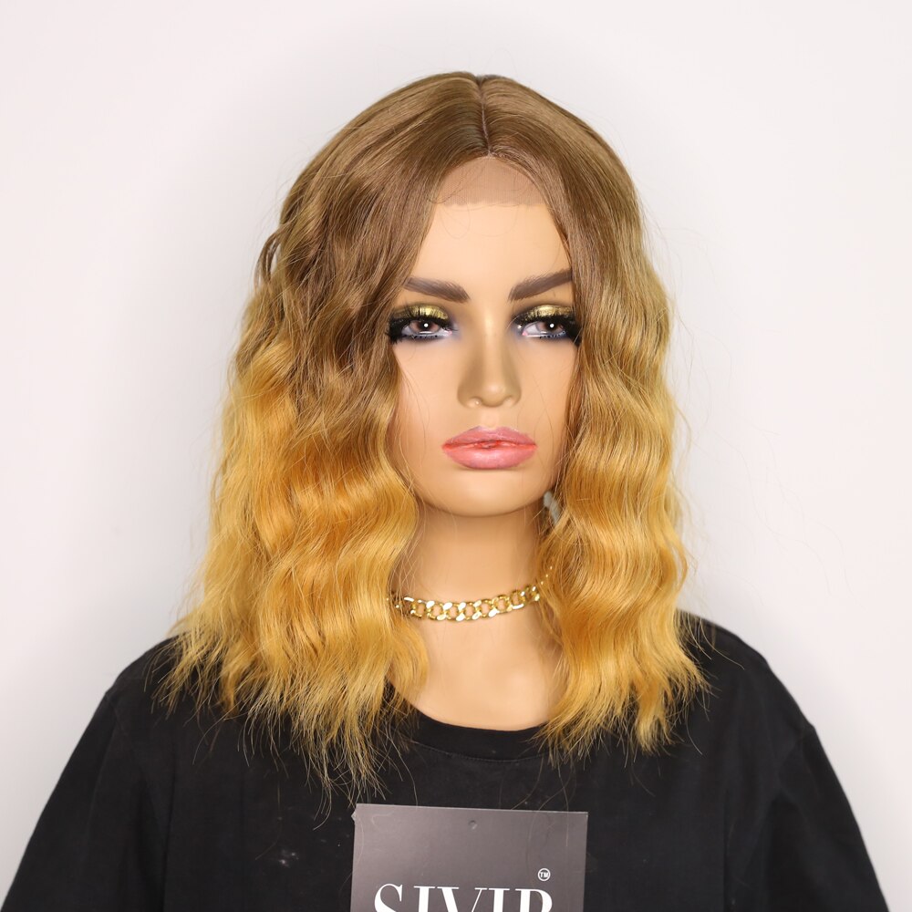 Sivir Synthetic wigs Short Wavy Orange Brown Black... – Vicedeal