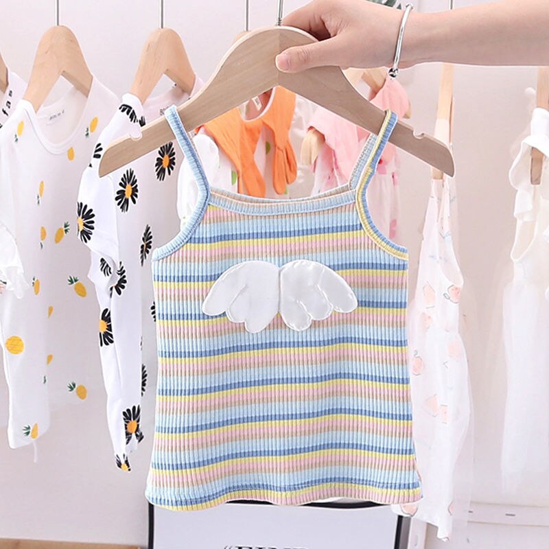 Meisjes Zomer Tanks Katoenen Vest Kleur Streep Kid... – Grandado