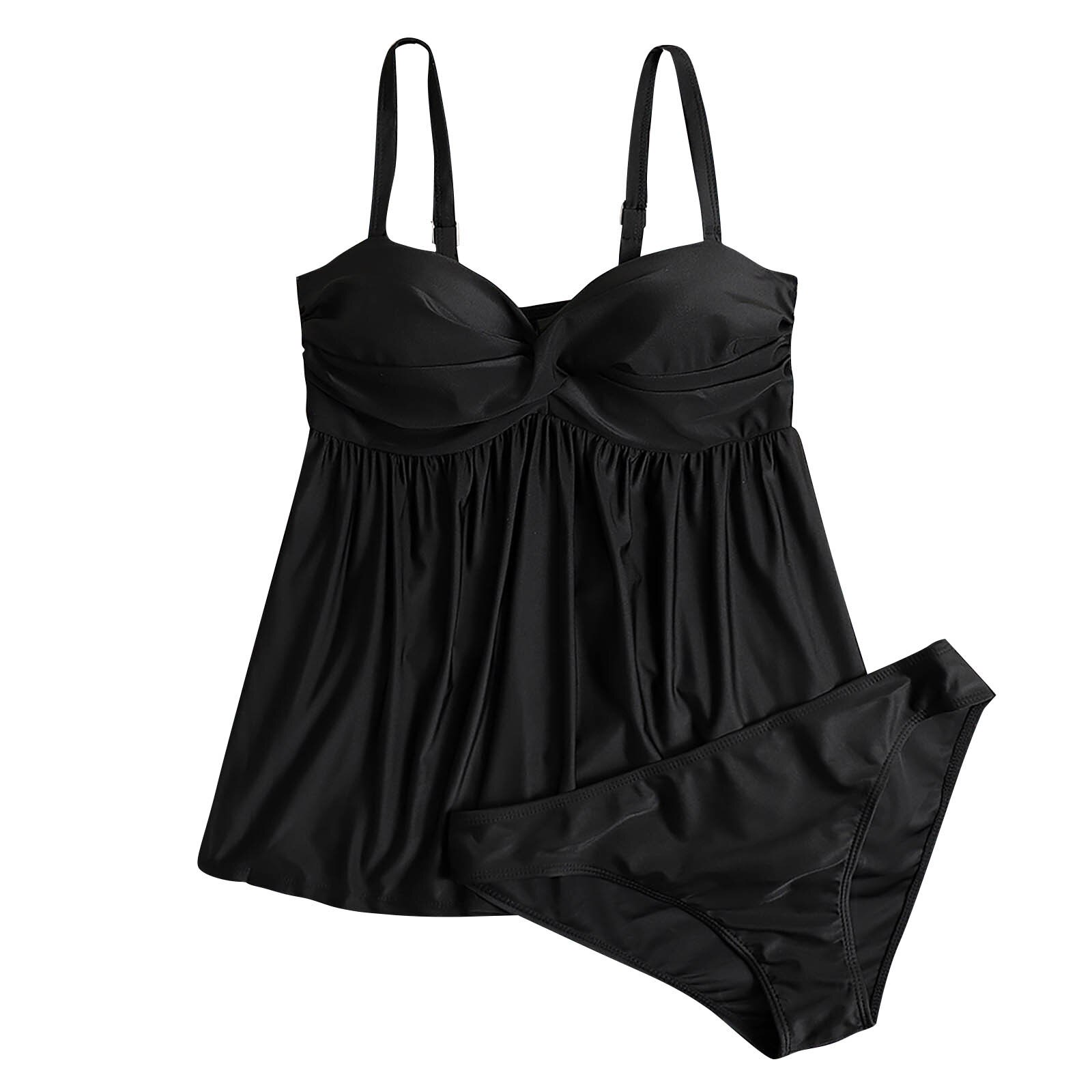 Summer Beach Tankini Women's Plus Size Solid Color... – Vicedeal