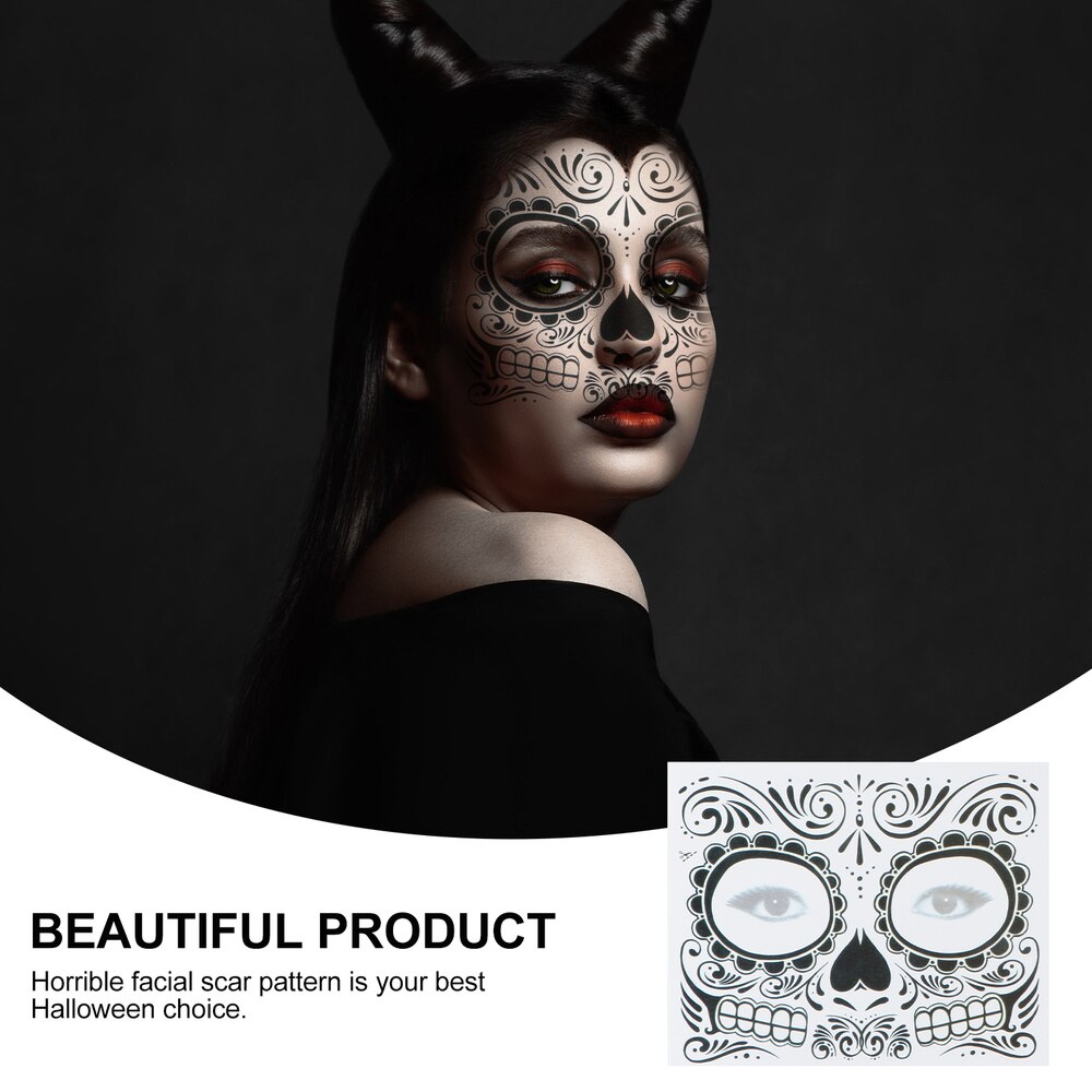 10 Sheets Skull Temporary Face Tattoos Face Sticke... – Grandado