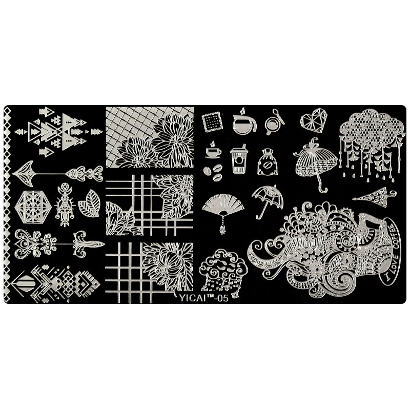 1Pc YICAI01-10 Bloem Afbeelding Nail Plate Stempel... – Grandado