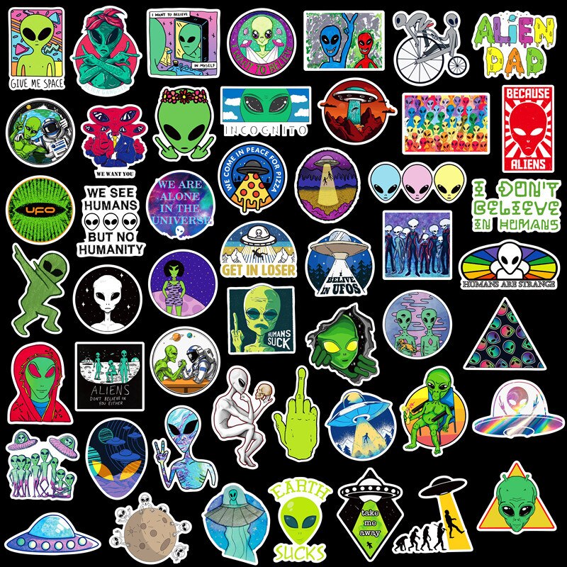 50PCS Outer Space Sticker UFO Alien Astronaut Rock... – Grandado