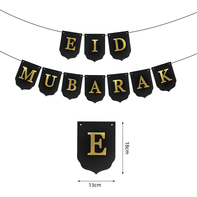 Noble Black Gold Eid Banner Happy Eid Mubarak Isla... – Grandado
