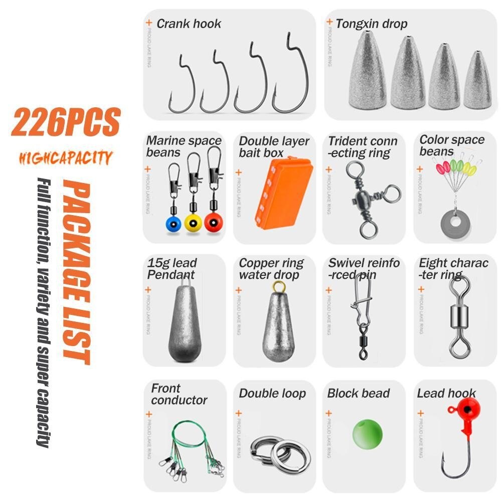 226 Pcs/Set Fishing Tackle Boxes Kit Fishing Tackl... – Vicedeal