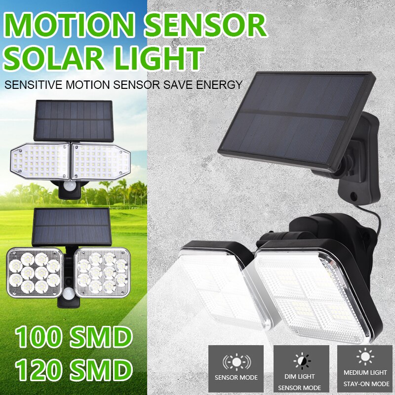 100 SMD LED Dual Head Solar Wall Light Motion Sens... – Grandado
