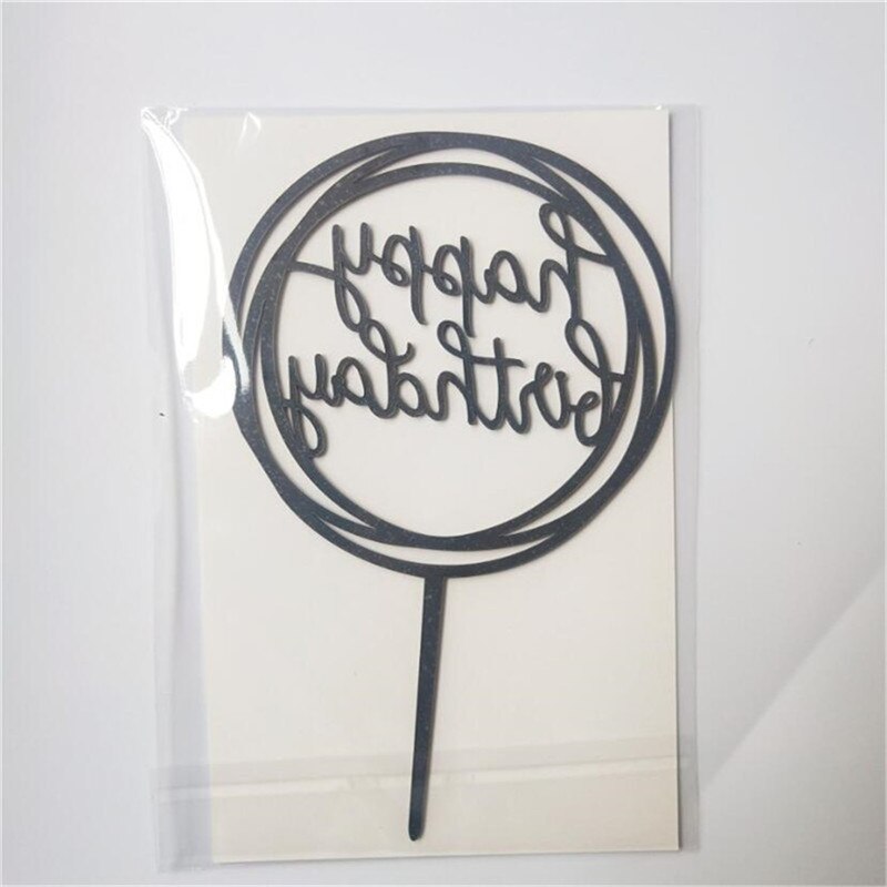 Gold Silver Black Acrylic Hand writing Happy Birth... – Vicedeal