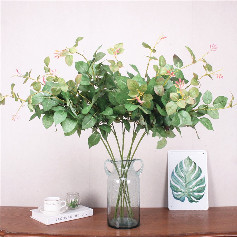 88cm artificial green plants 2 branch rose leaf DI... – Vicedeal
