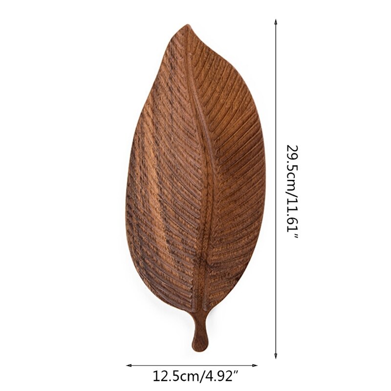 Leaf Shape Storage Fruit Tray Solid Wood Handmade ... – Grandado