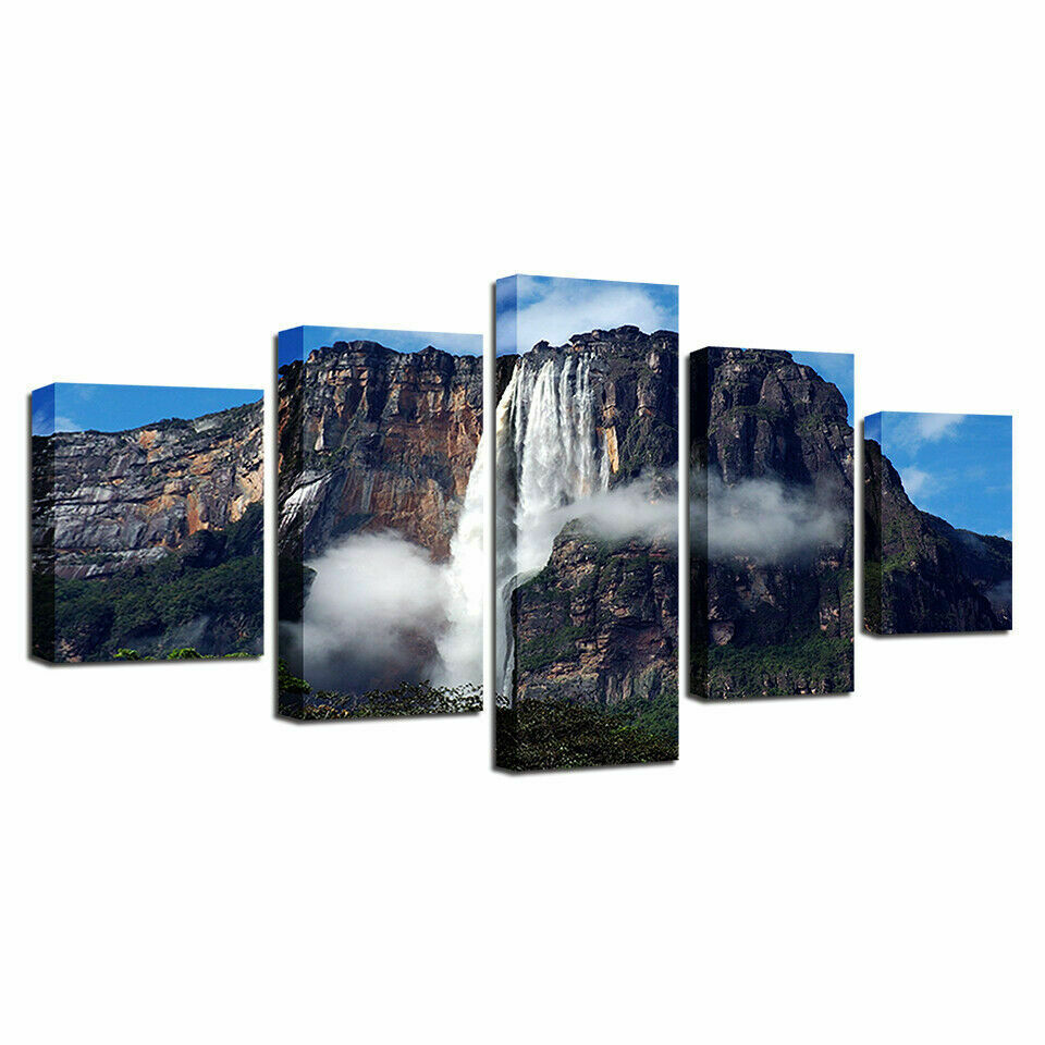 5 Panel Angel Waterval Venezuela Canvas Wall Art V... – Vicedeal