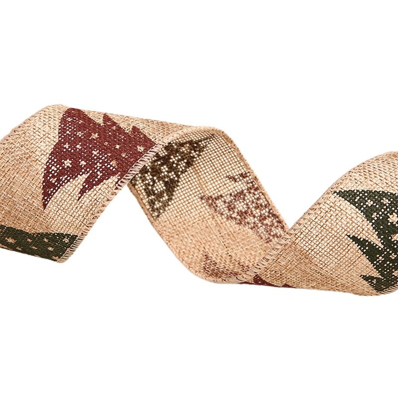 10 Rolls Rustic Burlap Christmas Ribbon with Carto... – Vicedeal