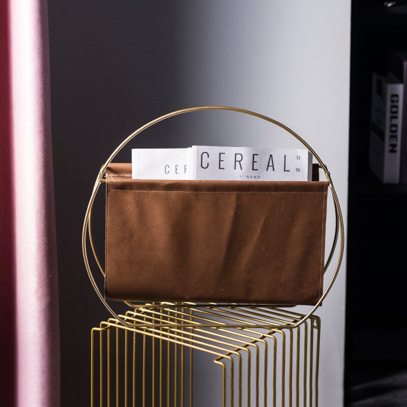 Nordic Metal Leather Magazine Rack Iron Home Decor... – Grandado