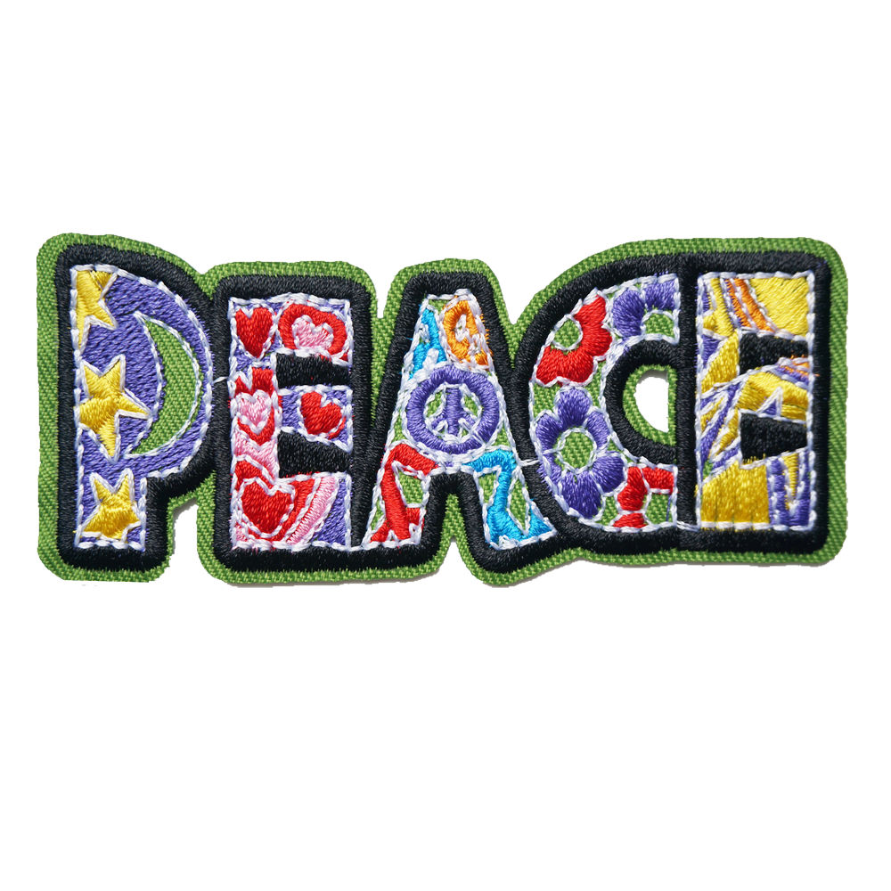 Green Peace Love Flowers Rainbow Patches Sewing Em... – Grandado