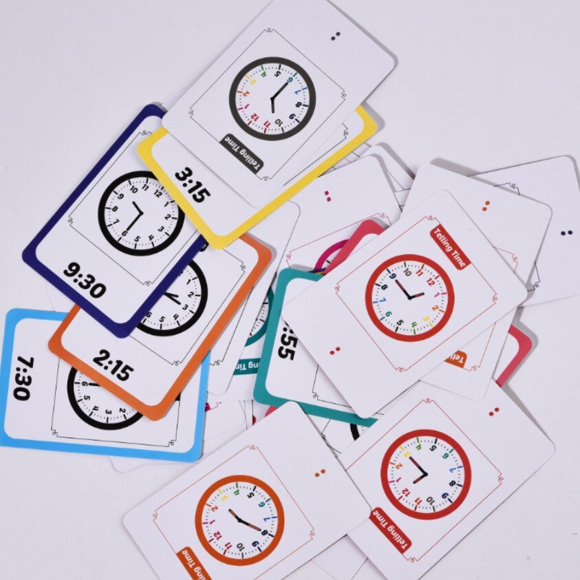 Telling Time Flash Cards Teach Clock Time Number A... – Grandado