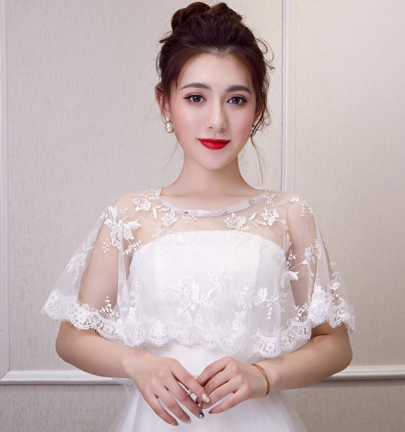 Women Wedding Floral Lace Wrap Shawl Prom Bolero S... – Vicedeal