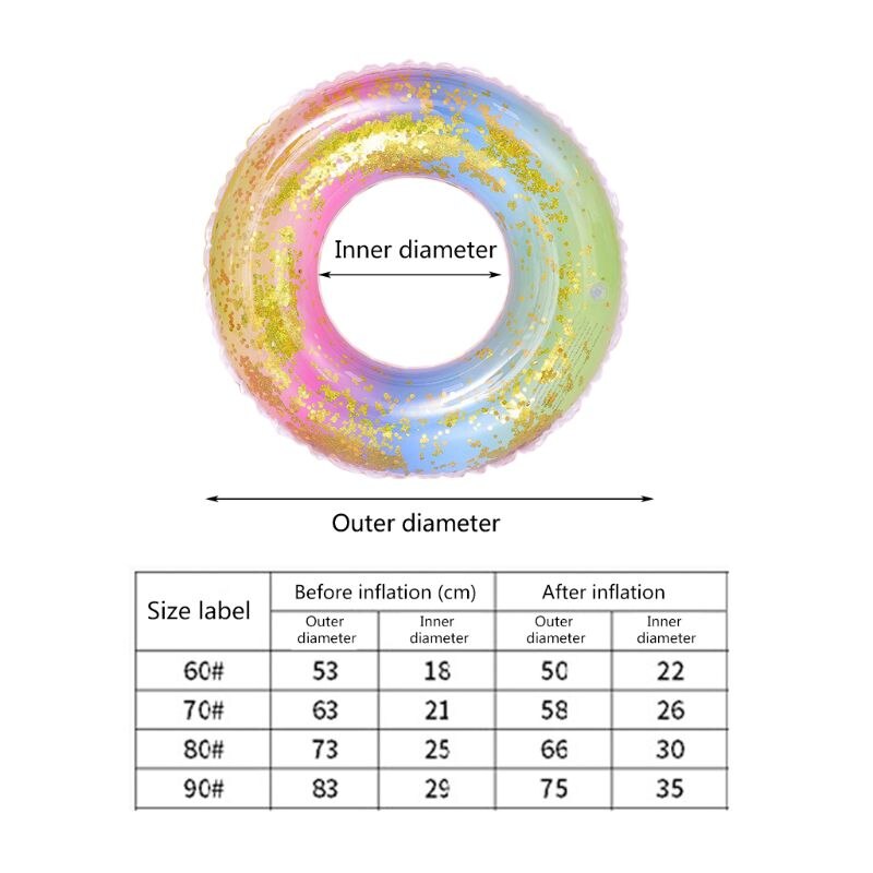 Gitter Sequins Rainbow Gradient Inflatable Swimmin... – Vicedeal