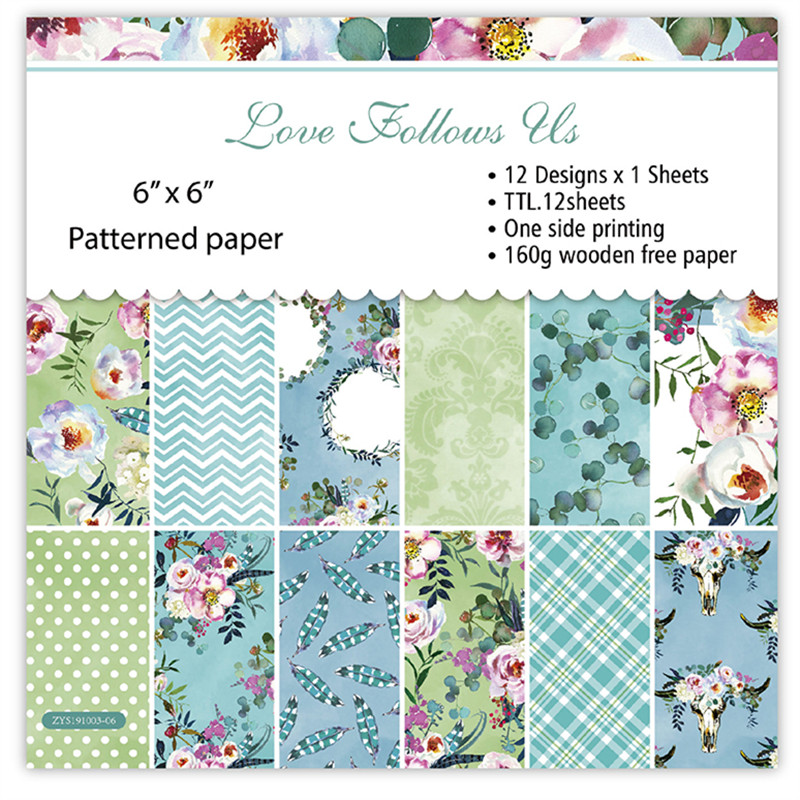 12pc love flower patterned paper Scrapbooking pape... – Vicedeal