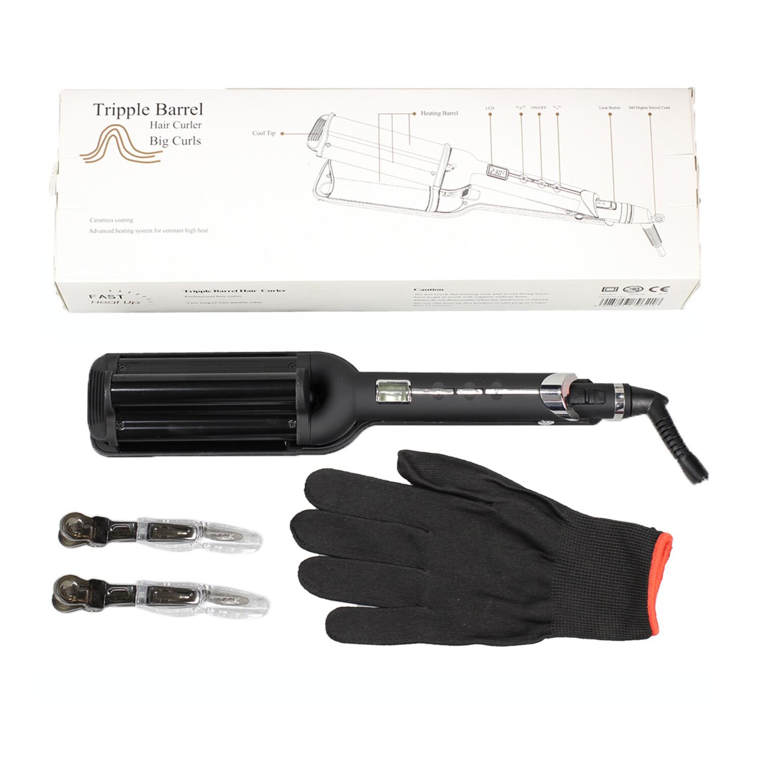 Curling Iron Three Tube Hair Curler Large Curlers ... – Vicedeal