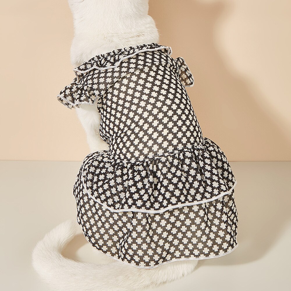 Vintage Plaid Cat Dress Summer Dog Cat Clothes for... – Grandado