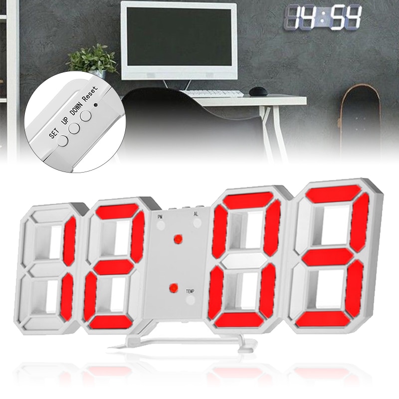 3D LED Digital Number Clock Wall Digital Alarm Clo... – Vicedeal