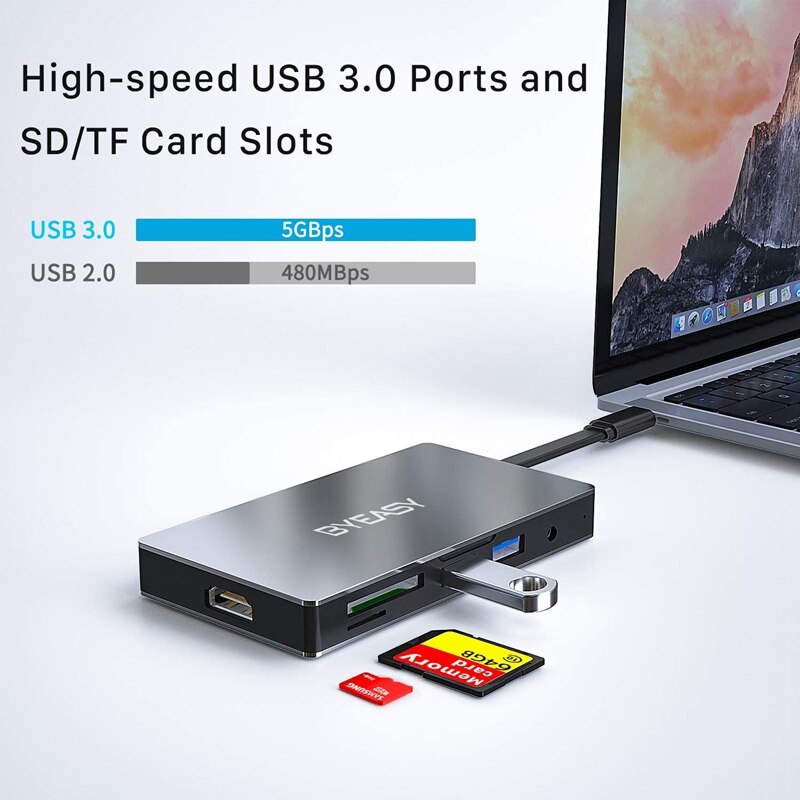 BYEASY UC-106 Hub tipo C 7 en 1 con lector de tarj... – Grandado