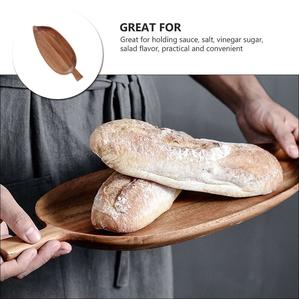 2 pcs Wooden Tray Bread Plate Breakfast Dish Servi... – Grandado