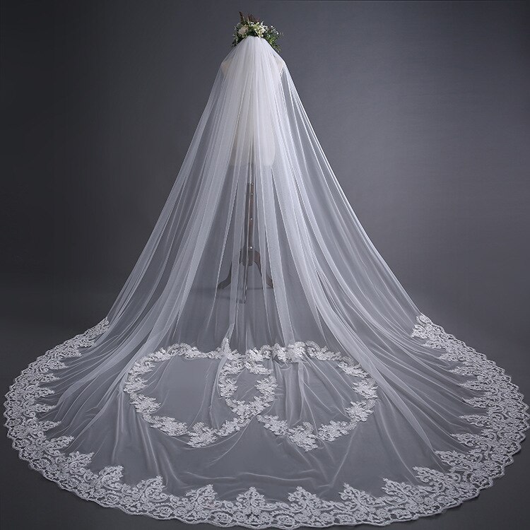 Wedding Veil Voile Mariage 3 Meters Long Cathedral... – Grandado