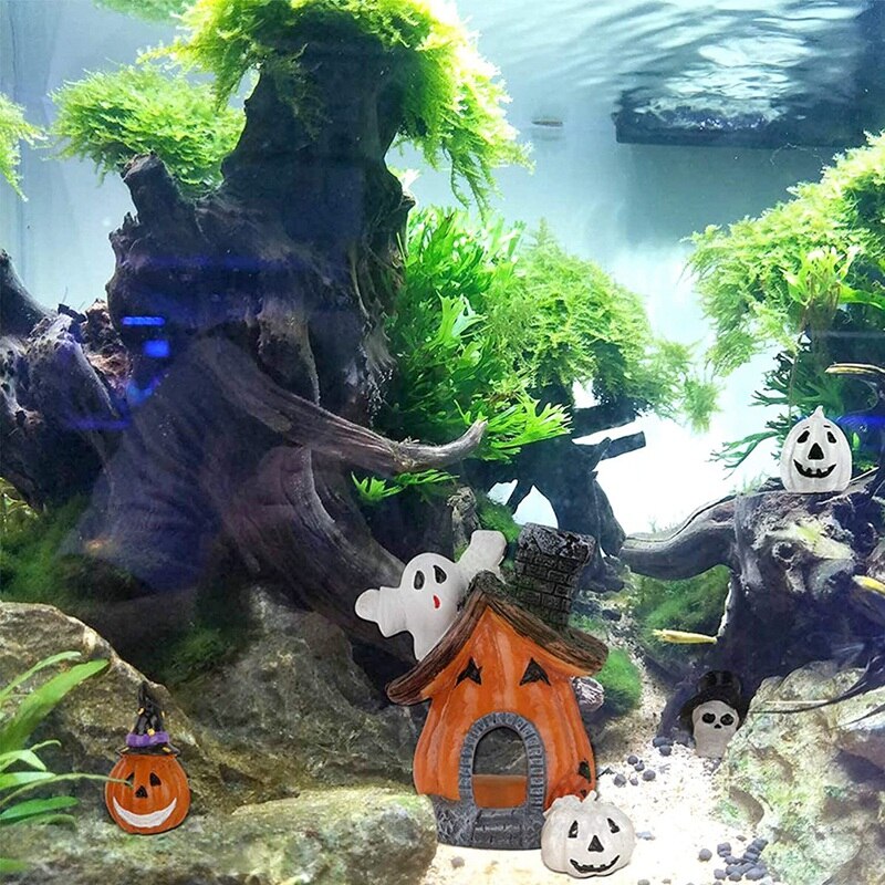Exquisite Fish Hiding Halloween Pumpkin Aquarium D... – Grandado