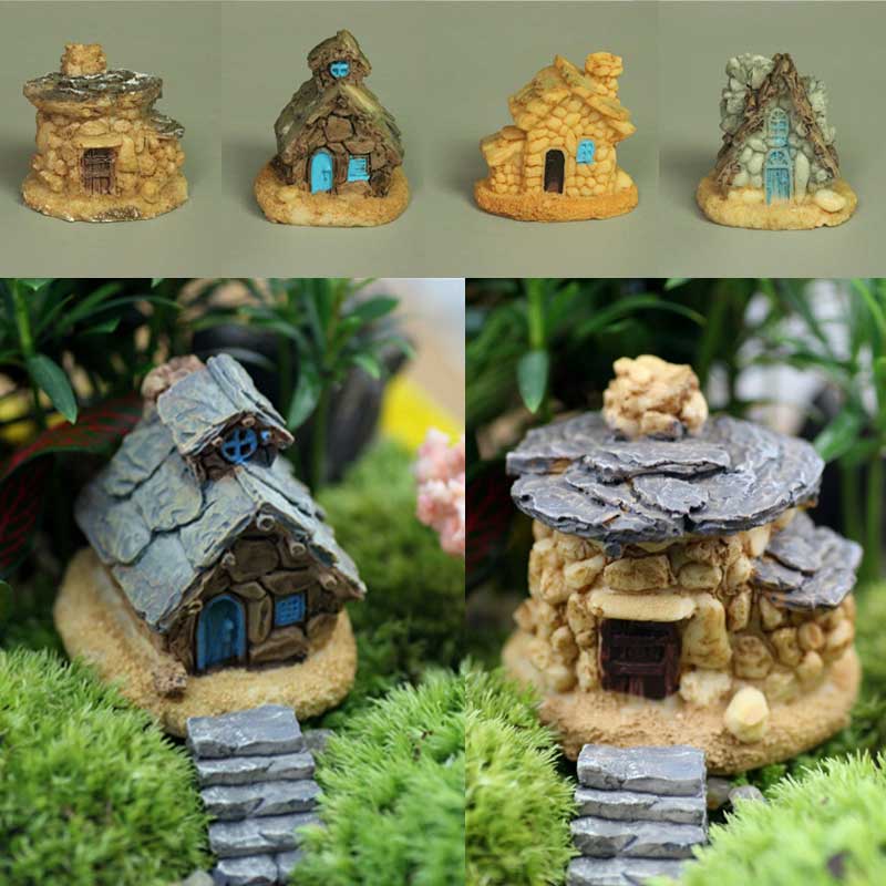 Stone House Fairy Garden Miniature Craft Micro Cot... – Grandado