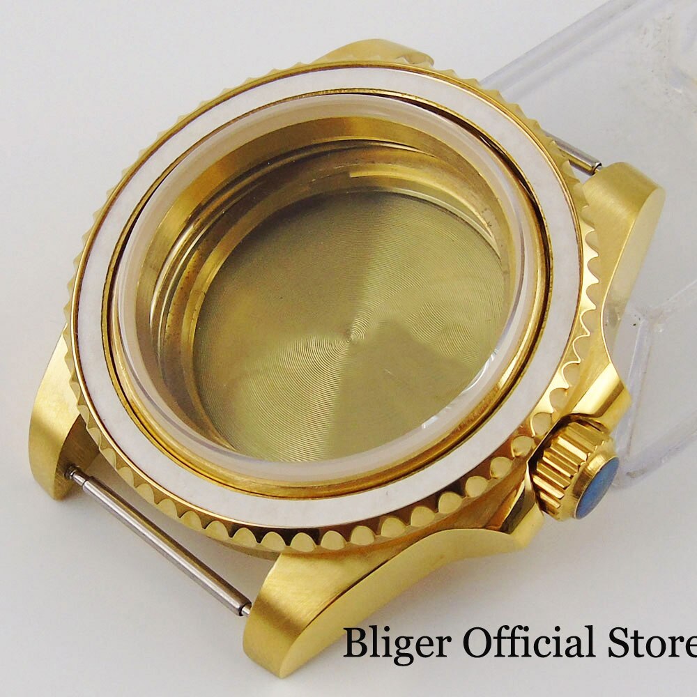 Gold Coated 40mm Watch Case Sapphire Crystal Fit N... – Vicedeal
