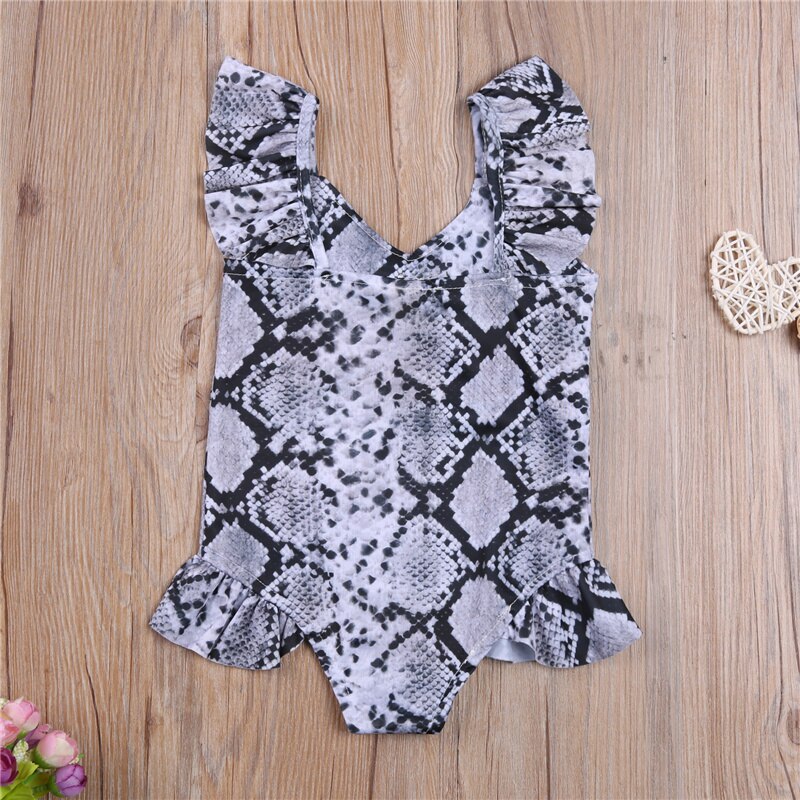 Girls Summer Swimwear Leopard/Snake/Floral Print R... – Grandado