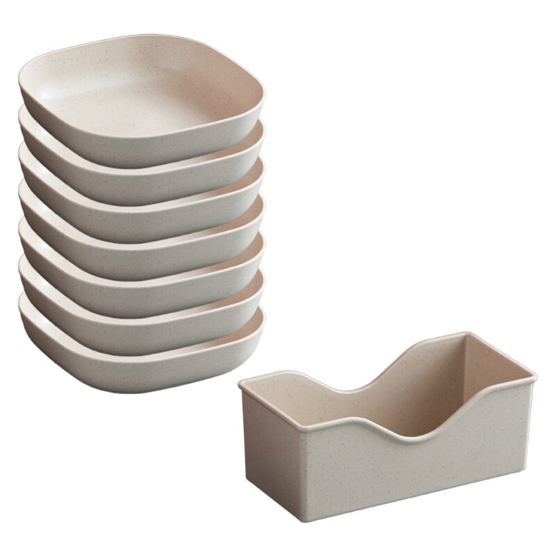 7Pcs Square Wheat Straw Plates Pasta Salad Bowls L... – Grandado