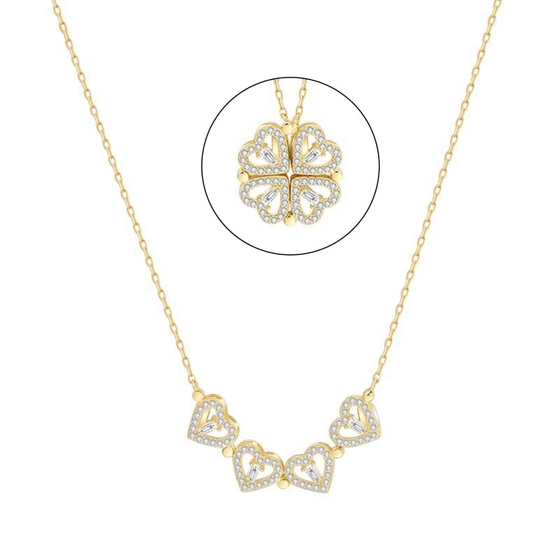 4 Leaf Clover Heart Necalace Pendant High-end Chai... – Grandado