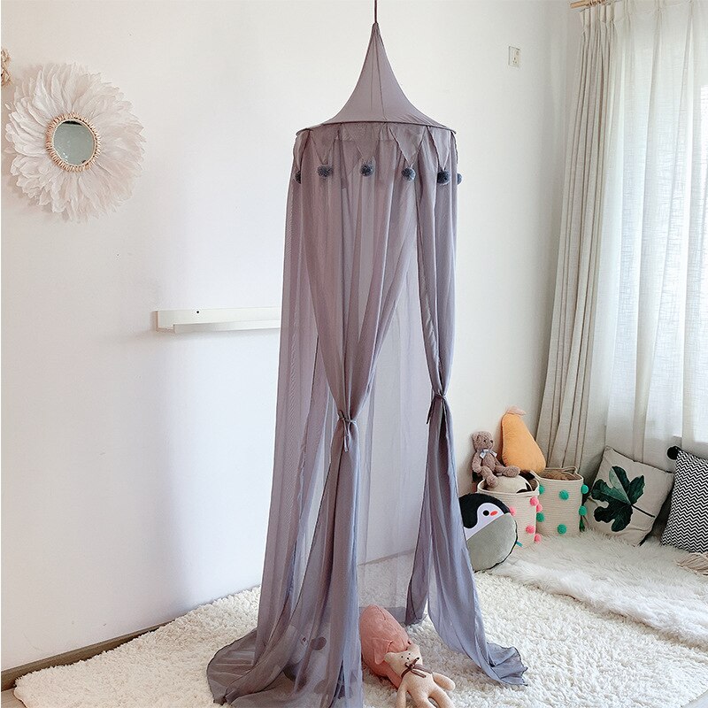 Mountchen Kids Bedroom Canopy With Pompoms Decorat... – Grandado