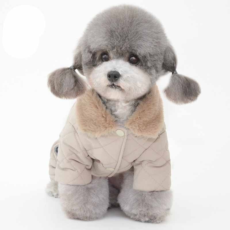 Winter diamond-shaped fur collar cotton coat pet c... – Grandado