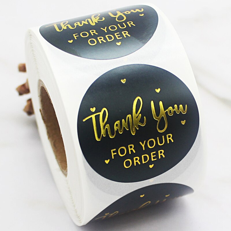 500pcs/roll Black Golden Thank You Stickers Handma... – Grandado