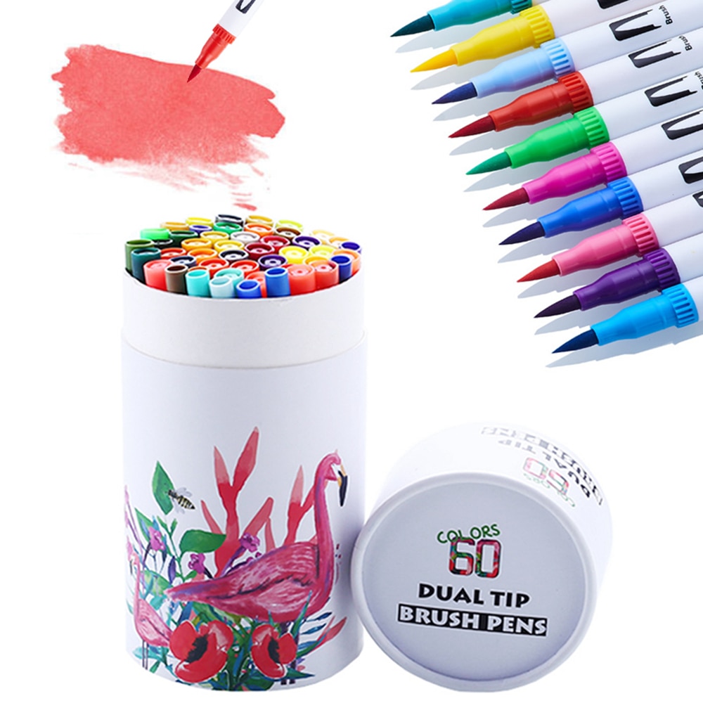 60 Colors Art Markers Dual Tips Fineliner Drawing ... – Grandado