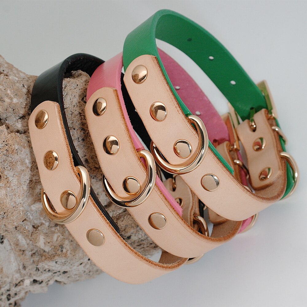 Luxury Leather Dog Pet Collar Colorful Leather Col... – Grandado