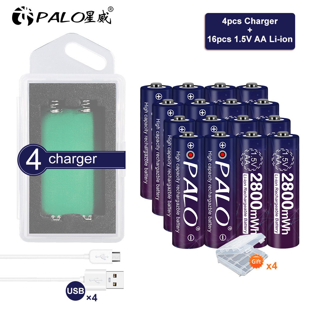 PALO 100% original 2800mWh 1.5V AA Li-ion battery ... – Grandado