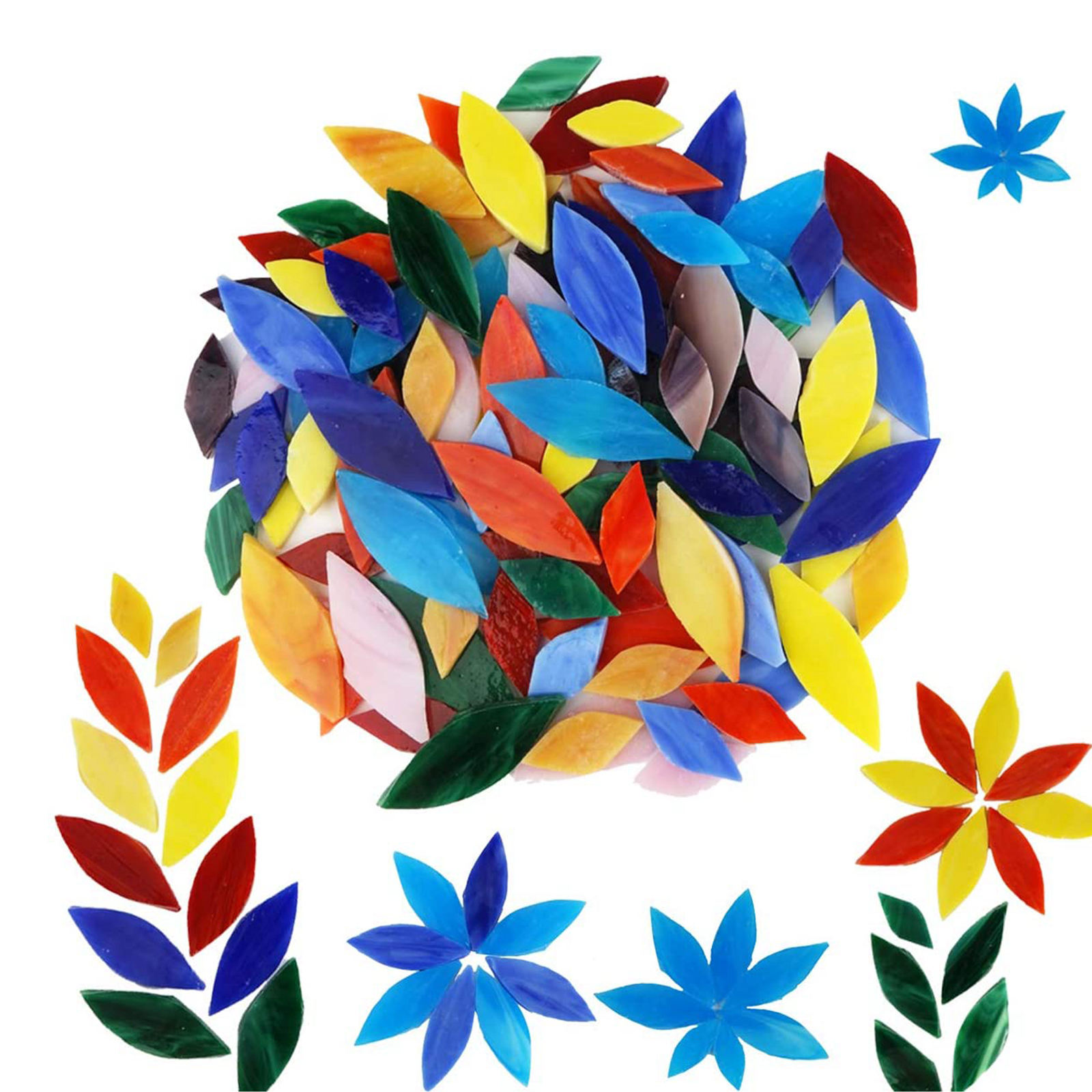 100 Pieces Petal Mosaic Tiles, Hand-Cut Stained Gl... – Grandado