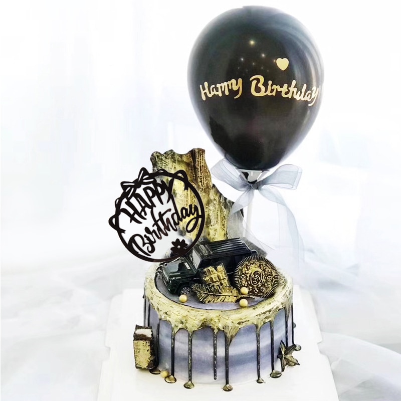 Ins Happy Birthday Acrylic Cake Topper Gold Cupcak... – Vicedeal