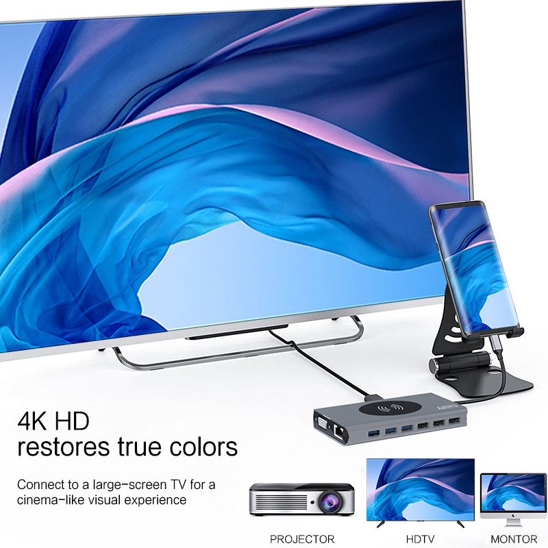 Concentrador de puertos USB C a HDMI 4K, RJ45, SD/... – Grandado