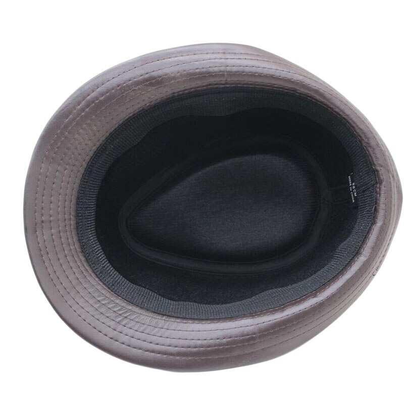Fedoras Autumn Winter Hats for Men PU Leather Jazz... – Grandado
