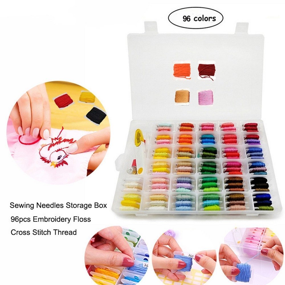 96pcs Embroidery Floss Cross Stitch Thread Kit wit... – Grandado